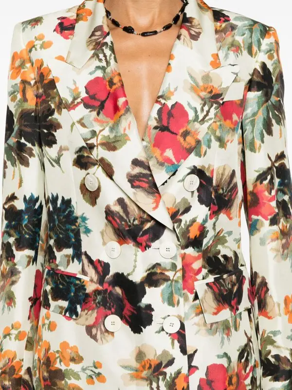 Alberto Biani Floral-print Silk Blazer