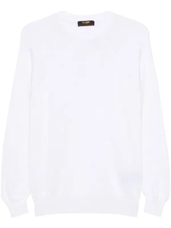 MOORER Ribbed Crew-neck Jumper - White
