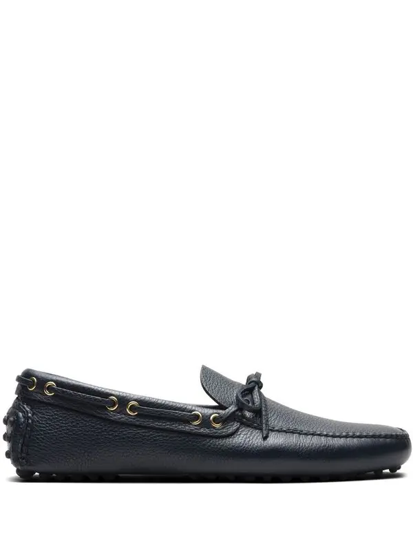Car Shoe Grained Leather Driving Shoes - Blue