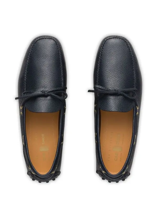 Car Shoe Grained Leather Driving Shoes - Blue