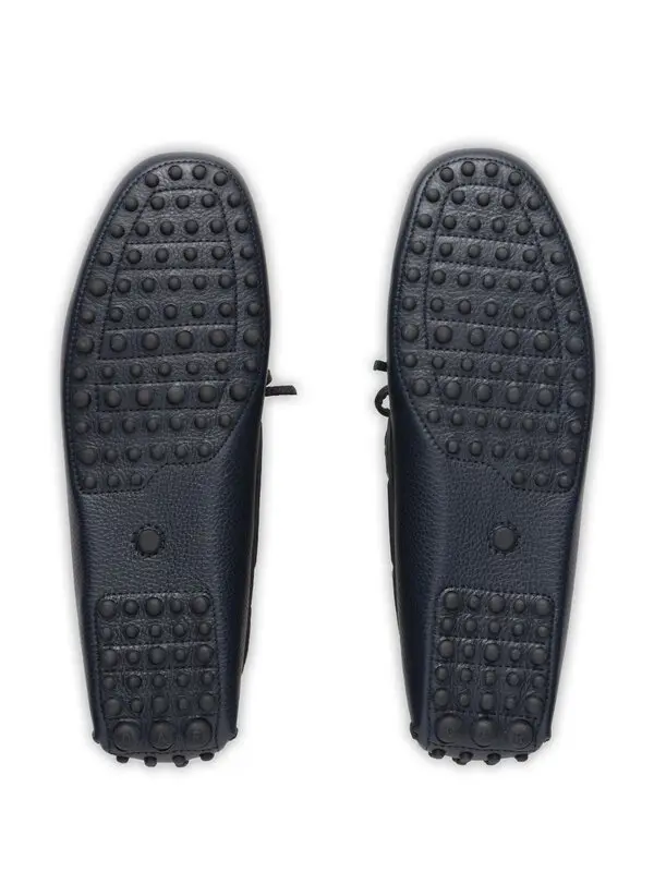 Car Shoe Grained Leather Driving Shoes - Blue