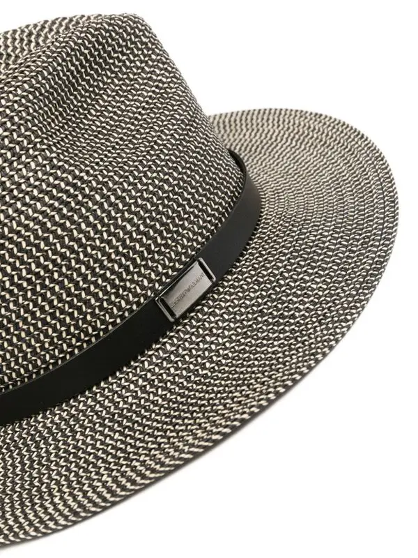 Emporio Armani Raffia Sun Hat In Black - 47% Off | Editorialist display picture 2