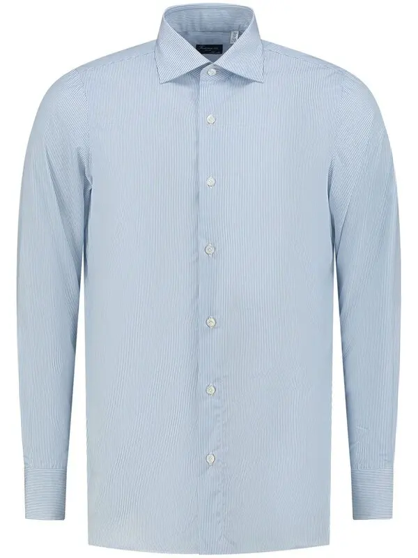 FINAMORE 1925 Striped Cotton Shirt - Blue