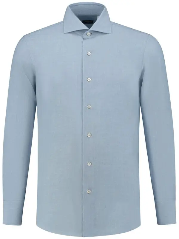 FINAMORE 1925 Long-sleeved Cotton-blend Shirt - Blue