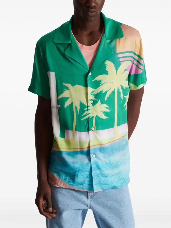 Balmain Graphic-print Satin Shirt - Green