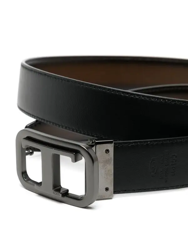 TOD'S Logo-buckle Leather Belt - Black