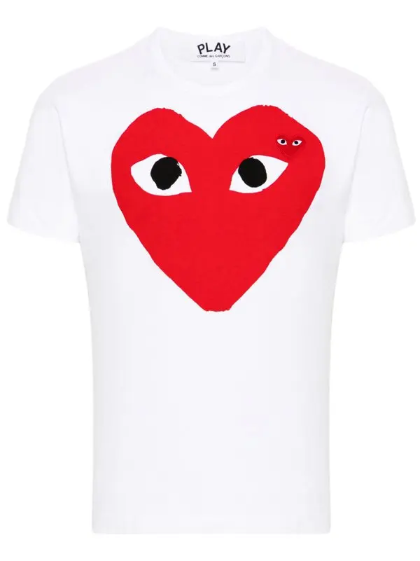 Play Comme Des Garcon Heart-print Cotton T-shirt - White