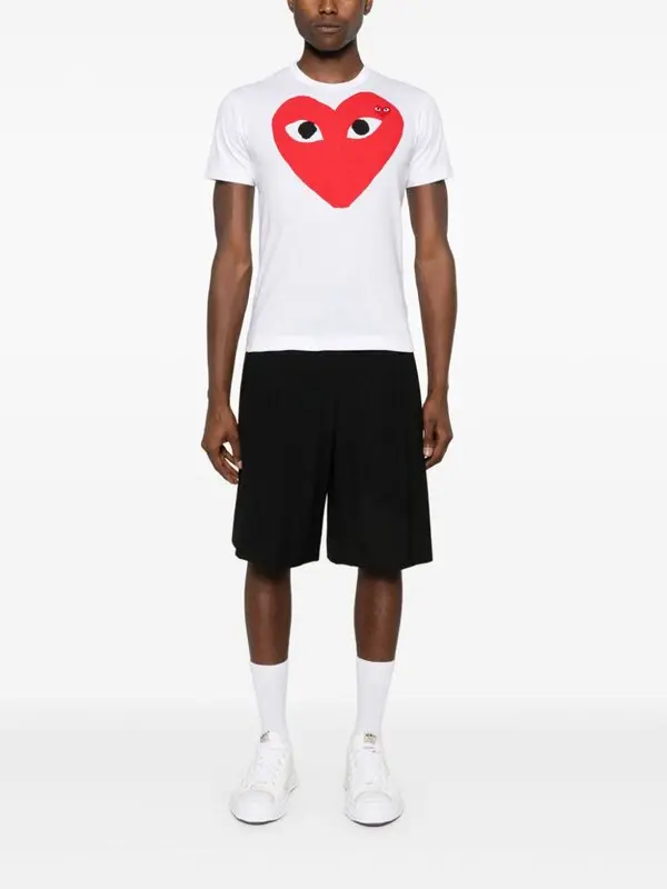 Play Comme Des Garcon Heart-print Cotton T-shirt - White