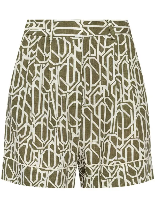 Diane Von Furstenberg Abstract-pattern Linen Shorts