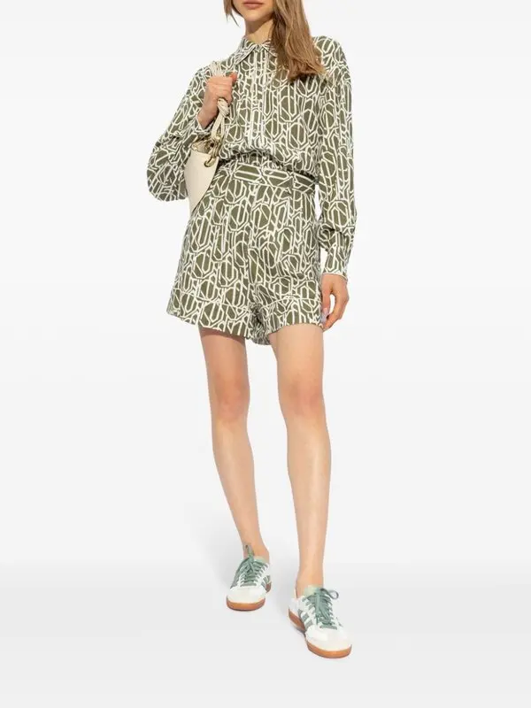 Diane Von Furstenberg Abstract-pattern Linen Shorts