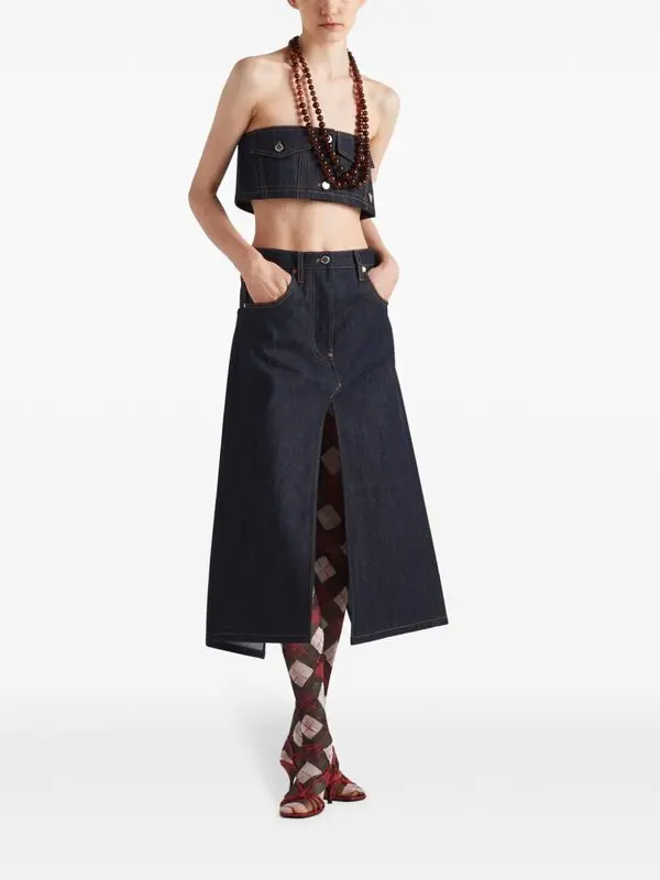 Prada Denim Strapless Crop Top