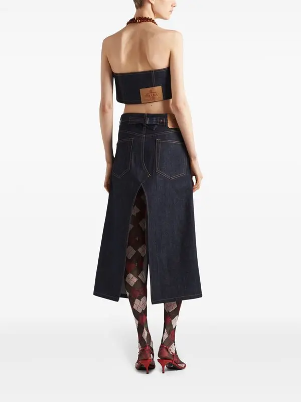Prada Denim Strapless Crop Top