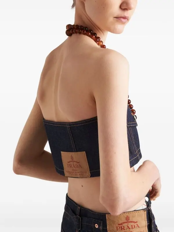 Prada Denim Strapless Crop Top