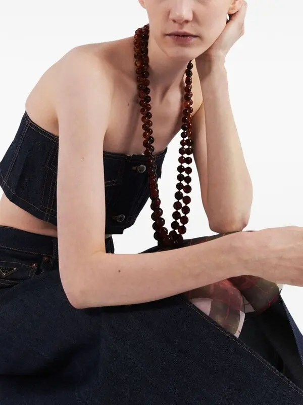 Prada Denim Strapless Crop Top