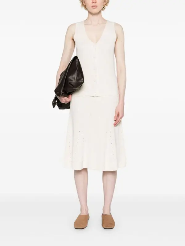 JOSEPH Ribbed Linen-blend A-line Skirt - Neutrals