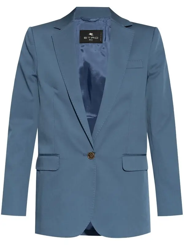 Etro Single-breasted Cotton Blazer - Blue
