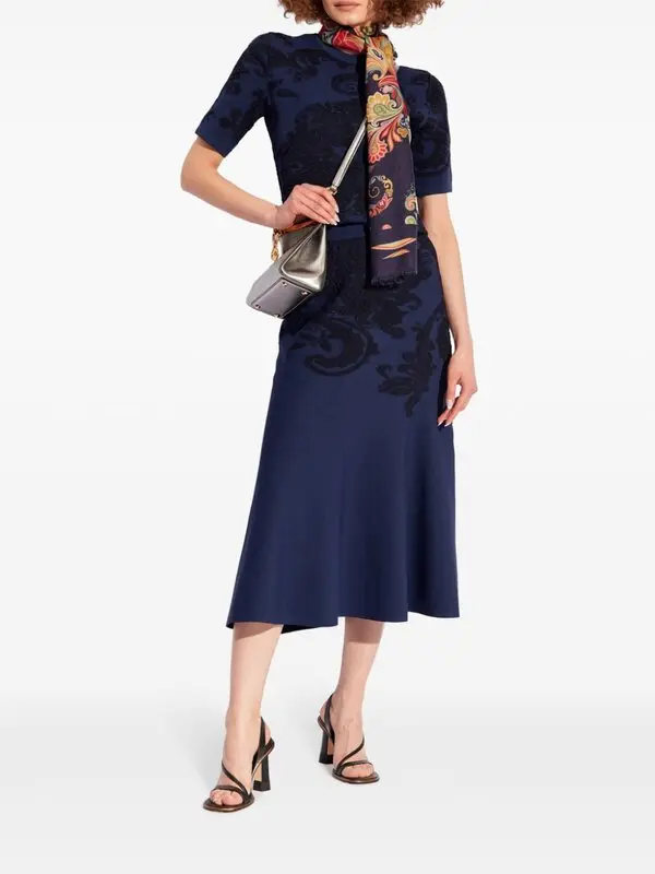 Etro Embroidered A-line Midi Skirt