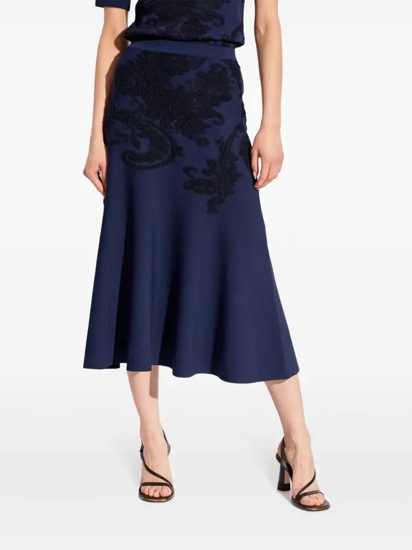 Etro Embroidered A-line Midi Skirt