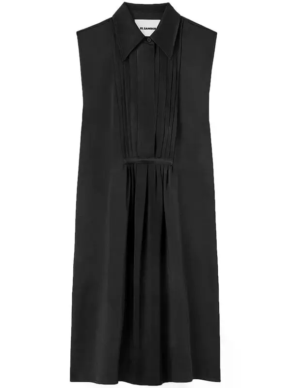 JIL SANDER Classic-collar Satin-finish Midi Dress