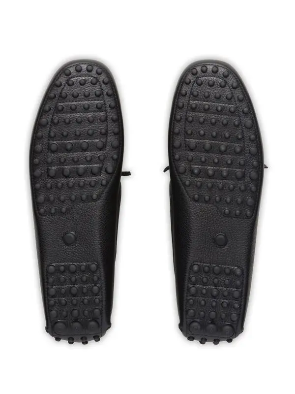 Car Shoe Lace-up Leather Boat Shoes - Black