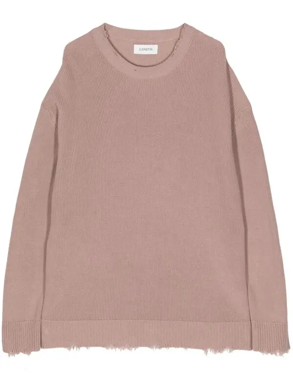 LANEUS Distressed Cotton Jumper - Pink