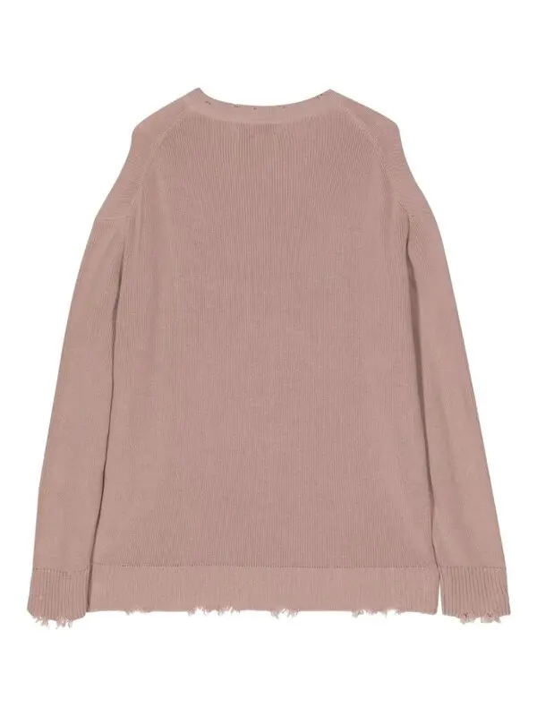 LANEUS Distressed Cotton Jumper - Pink