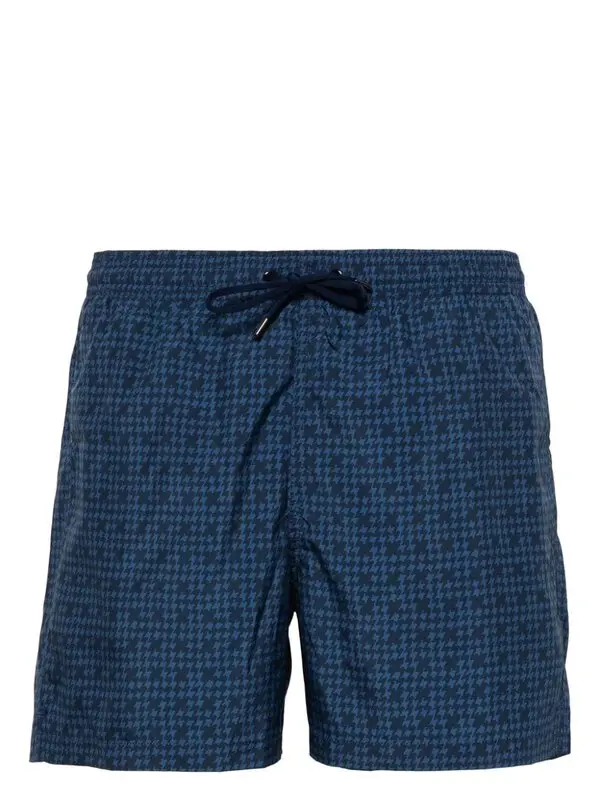Canali Houndstooth Swim Shorts - Blue