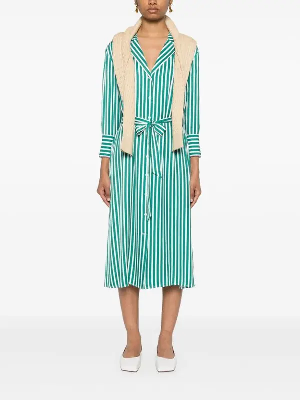 Tommy Hilfiger Striped Midi Shirt Dress In Green - 40% Off | Editorialist