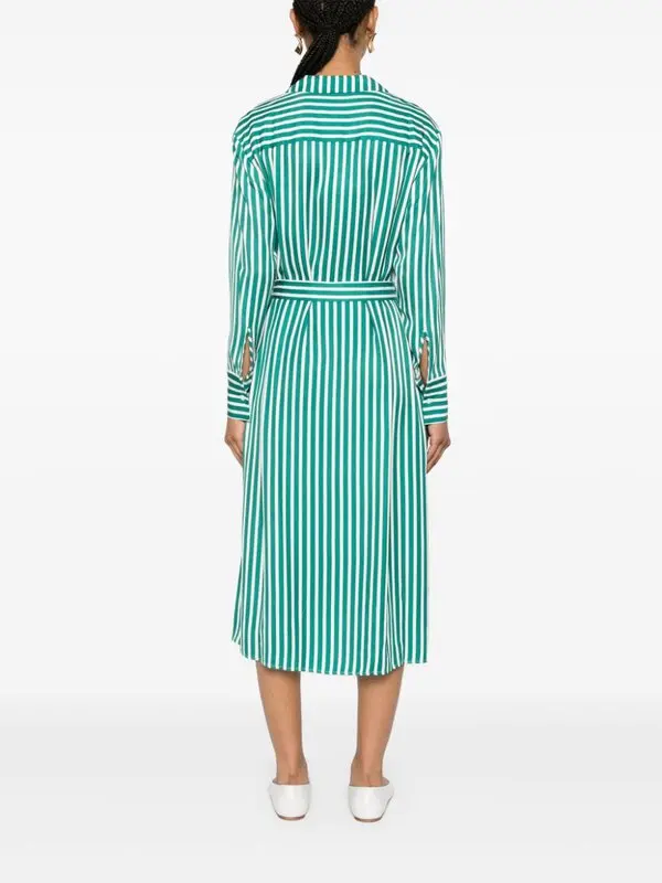 Tommy Hilfiger Striped Midi Shirt Dress In Green - 40% Off | Editorialist
