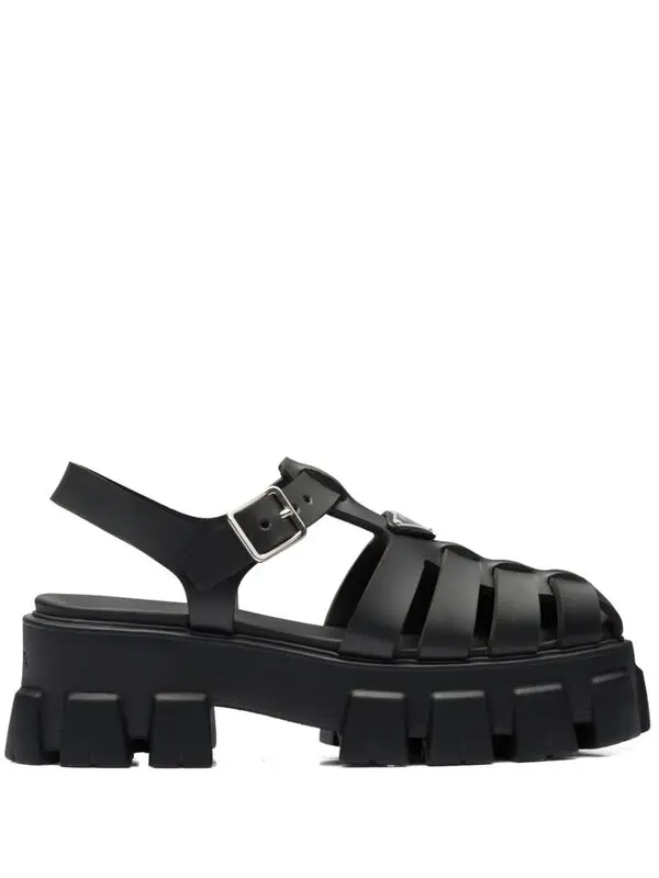 Prada Rubber Monolith Sandals - Black