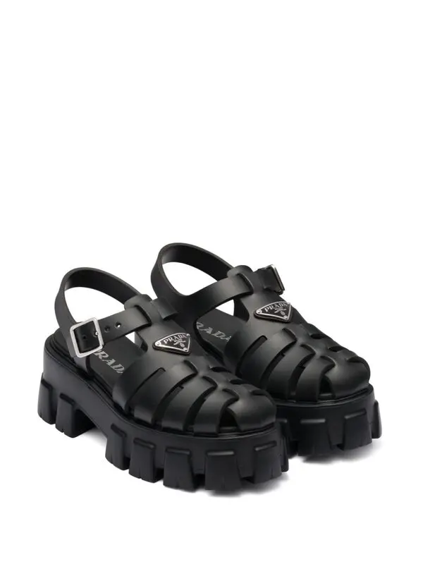 Prada Rubber Monolith Sandals - Black