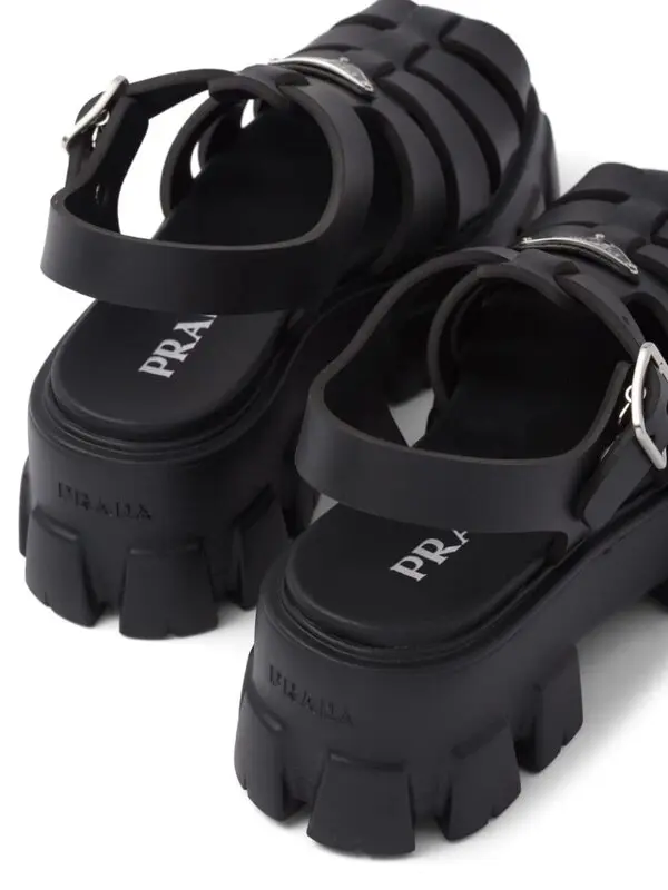 Prada Rubber Monolith Sandals - Black