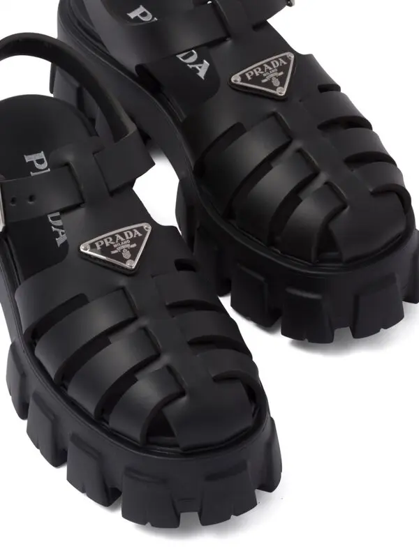 Prada Rubber Monolith Sandals - Black