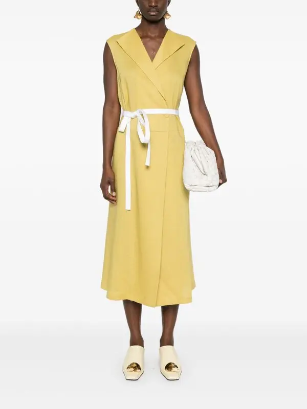 Fabiana Filippi Poplin Linen Wrap Midi Dress - Yellow - 30% Off |  Editorialist