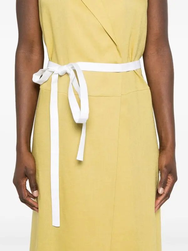 Fabiana Filippi Poplin Linen Wrap Midi Dress In Yellow - 30% Off |  Editorialist