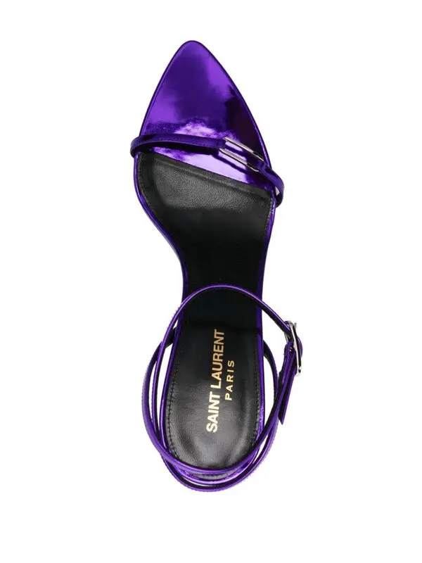 Saint Laurent 75mm Kitty Sandals - Purple