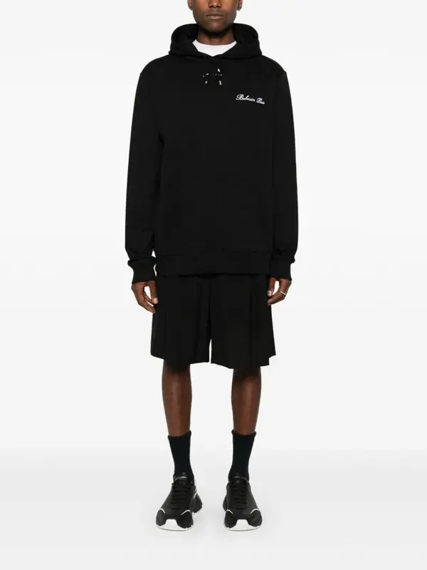 Balmain Signature Cotton Hoodie - Black