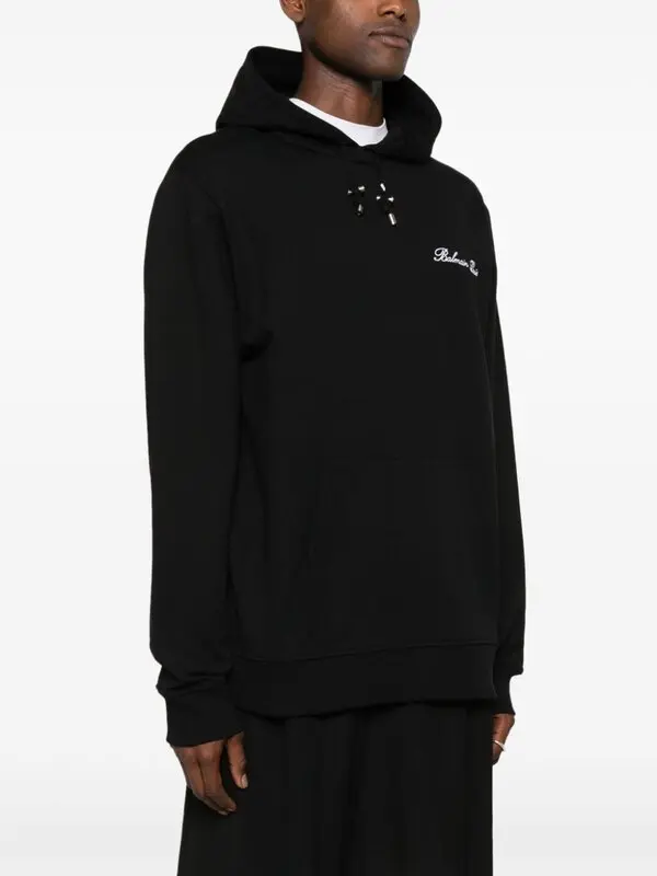 Balmain Signature Cotton Hoodie - Black