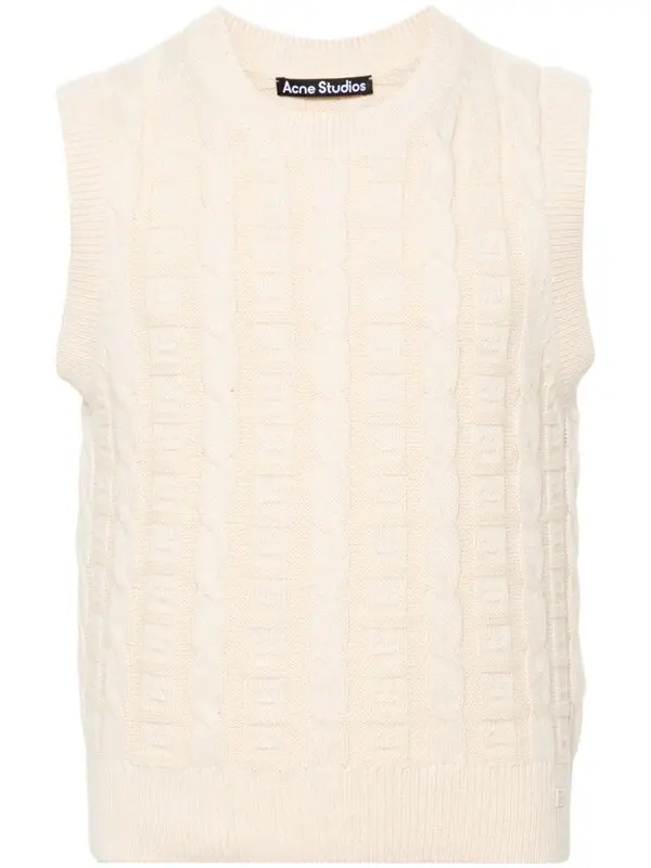 Acne Studios Face Logo-appliqué Cable-knit Jumper