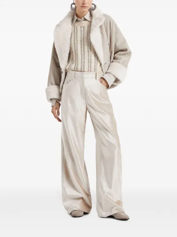 Brunello Cucinelli Shimmer Wide-leg Trousers