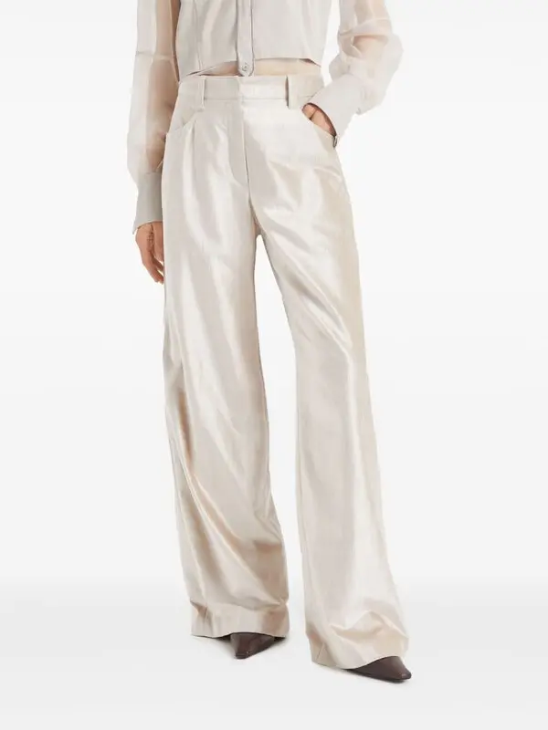 Brunello Cucinelli Shimmer Wide-leg Trousers