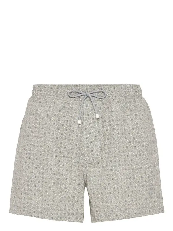 Brunello Cucinelli Geometric-print Swim Shorts - Green