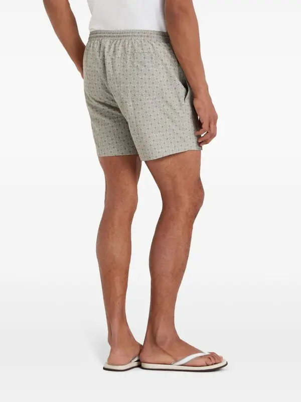 Brunello Cucinelli Geometric-print Swim Shorts - Green