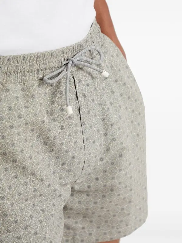 Brunello Cucinelli Geometric-print Swim Shorts - Green