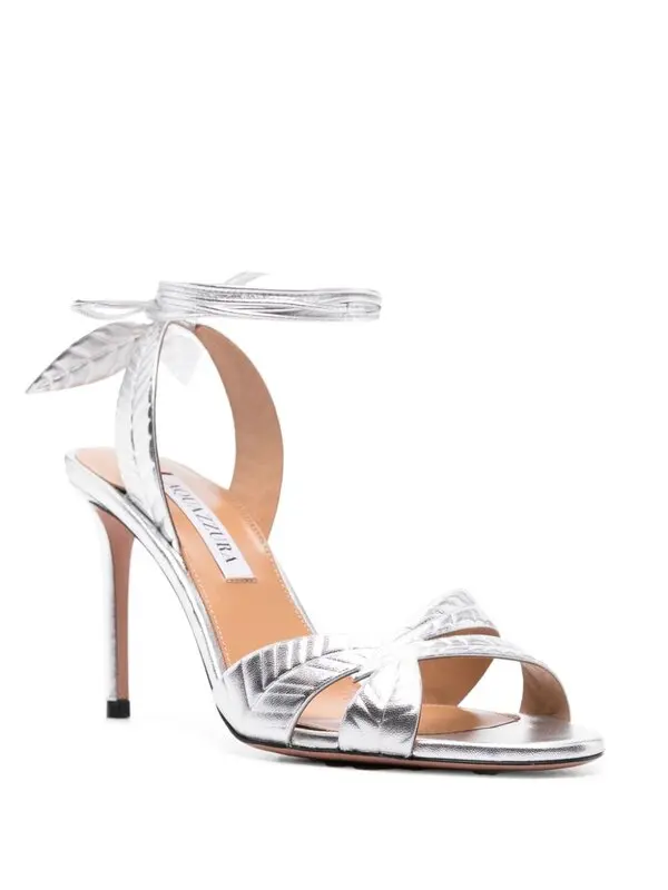AQUAZZURA Leaf 105mm Metallic Sandals