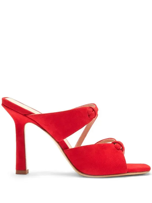 SCAROSSO Zoe 100mm Suede Mules - Red