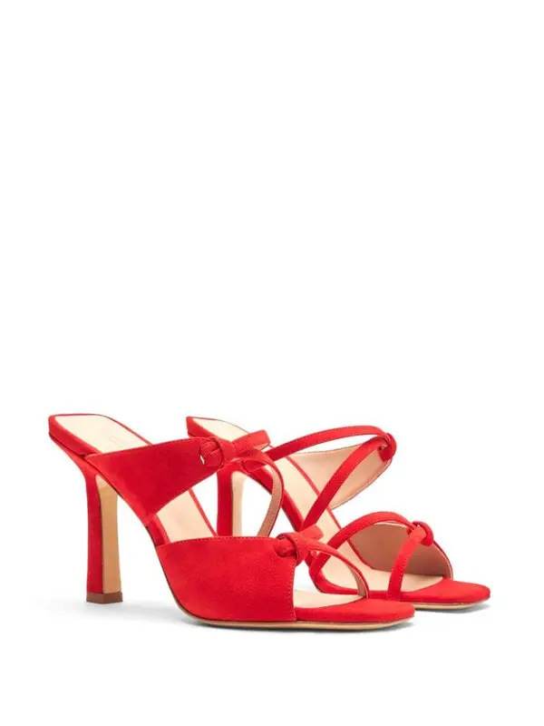 SCAROSSO Zoe 100mm Suede Mules - Red
