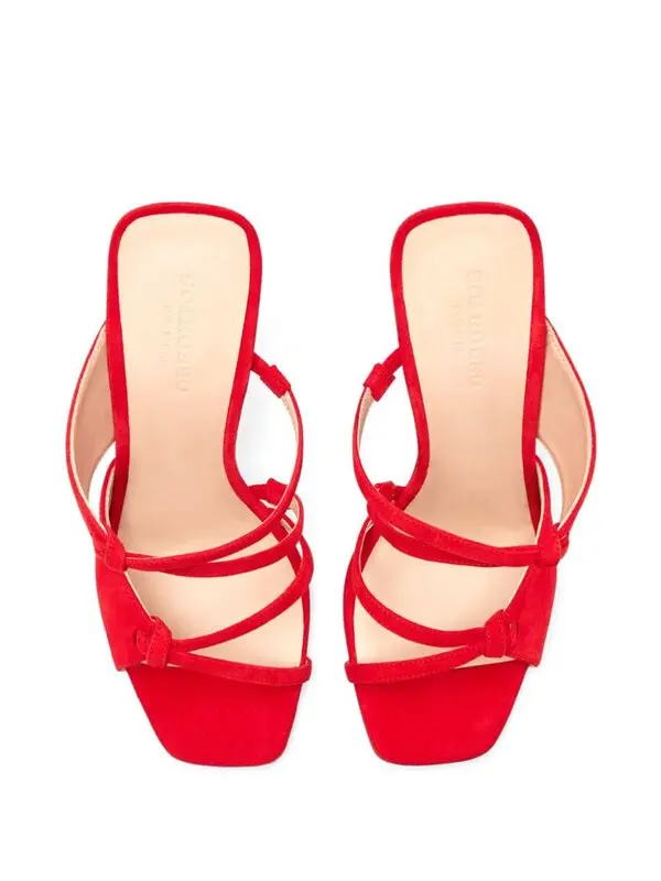 SCAROSSO Zoe 100mm Suede Mules - Red