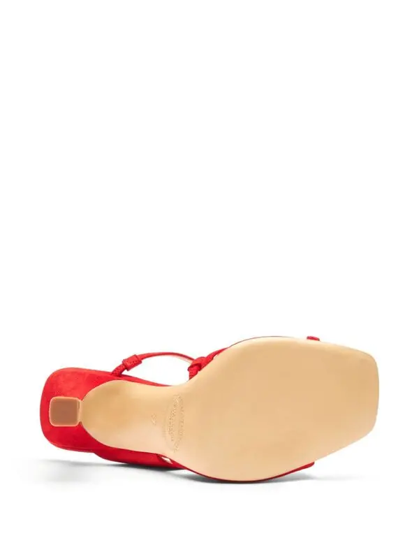 SCAROSSO Zoe 100mm Suede Mules - Red