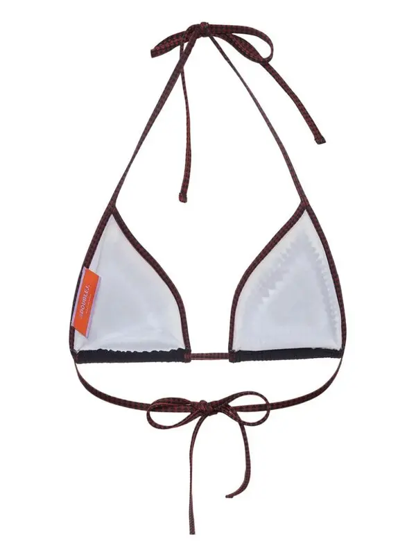 La DoubleJ Geometric Print Triangle Bikini Top - Black